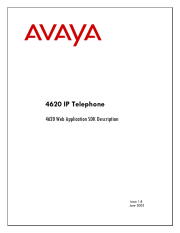 Avaya 4620 IP Telephone 4620 Web Application Application Note | Manualzz