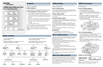 CallPilot Voice Mail Quick Reference Card | Manualzz