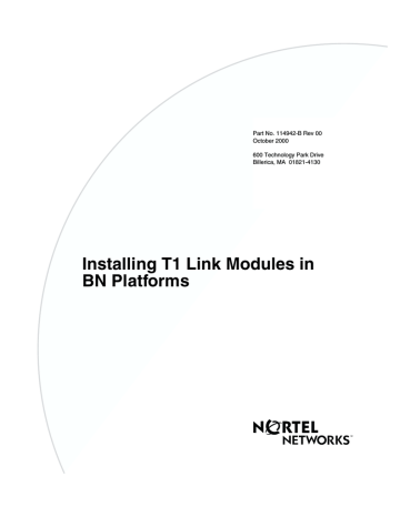 Nortel Networks T1 Link Module Installation Guide | Manualzz