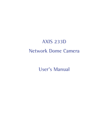 AXIS 233D User's Manual | Manualzz