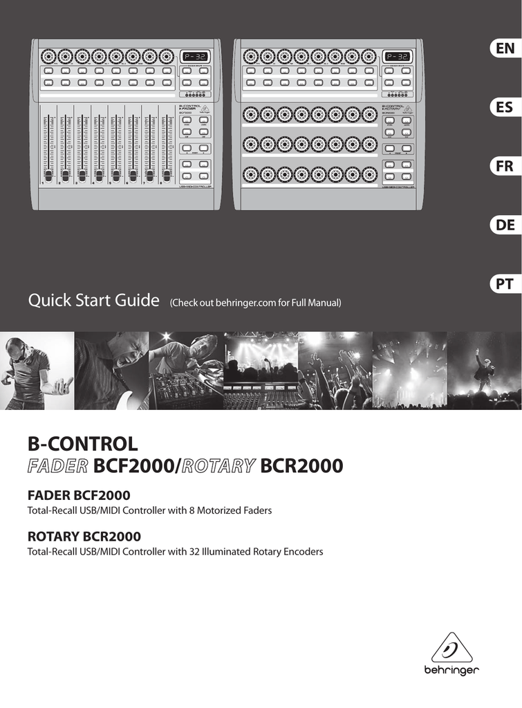 Instructions pour BEHRINGER BCF2000/BCR2000 - Anciens Et Réunions
