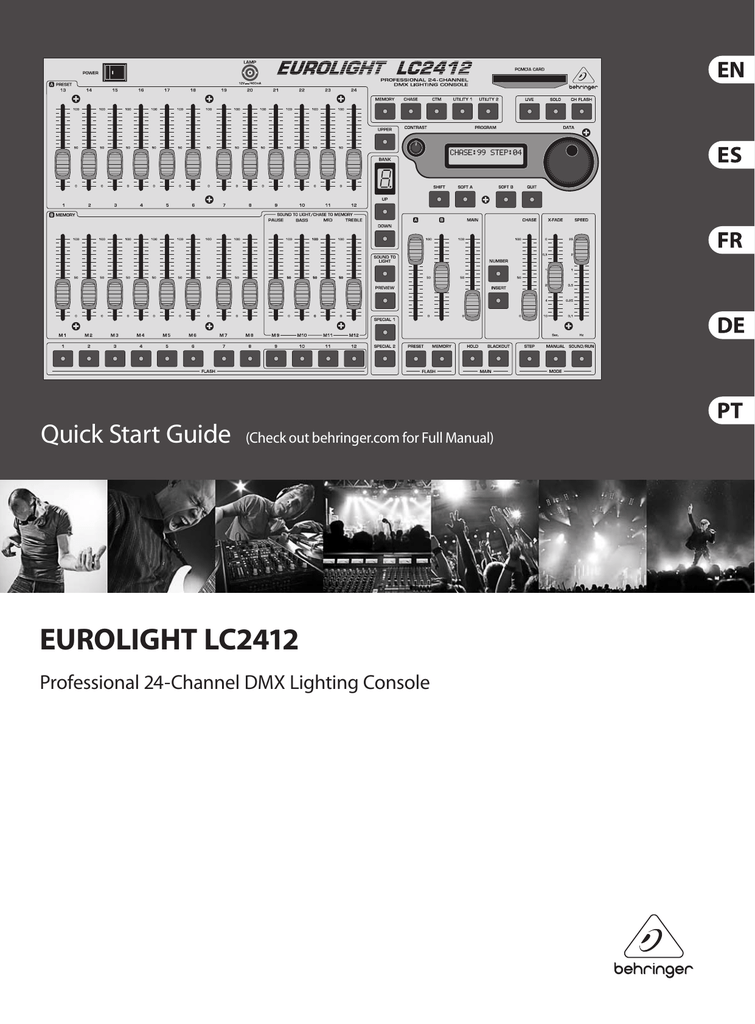 Behringer Eurolight Lc2412 24 Channel Dmx Lighting Console Manual ...