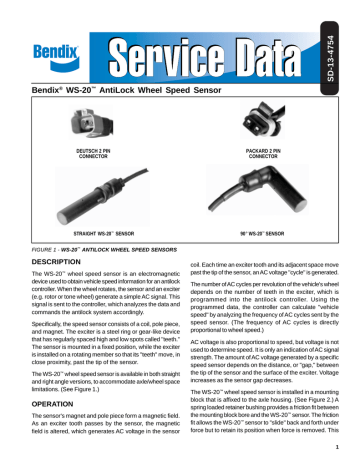 Bendix WS-20 Antilock Wheel Speed Sensor User Manual | Manualzz