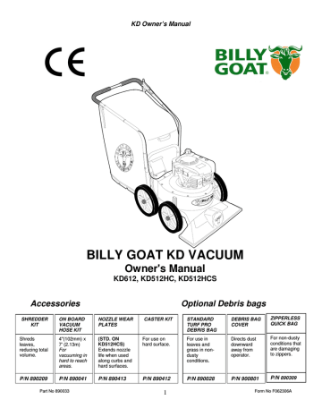 Billy Goat KD612, KD512HC, KD512HCS Owner's Manual | Manualzz