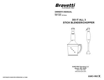 Bravetti FP200 Stick Blender/Chopper Manual | Manualzz