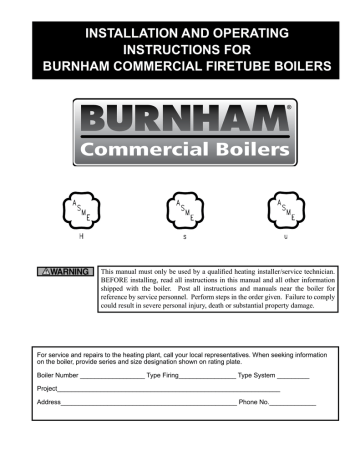 Burnham Firetube Boiler Installation Guide | Manualzz