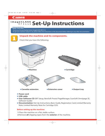 Canon imageCLASS MF3111 Setup Instructions | Manualzz