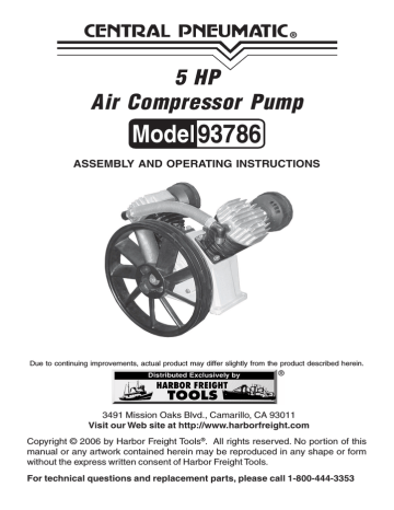 central pneumatic 3 hp 145 psi cast iron twin cylinder air compressor pump