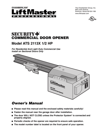 LiftMaster ATS 2113X Owner's Manual | Manualzz