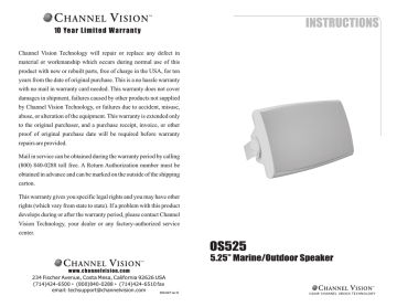 Channel Vision OS525 User Manual | Manualzz