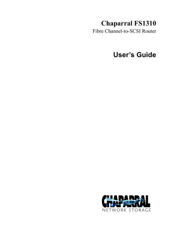 Chaparral FS1310 Fibre Channel to SCSI Router User’s Guide | Manualzz