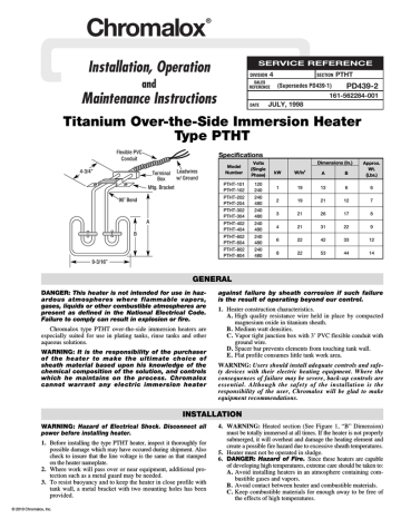 Chromalox PTHT Immersion Heaters - Over-the-Side Maintenance ...