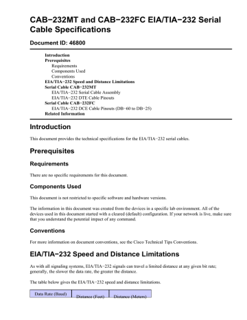 Cisco Systems EIA/TIA-232 Specification Sheet | Manualzz