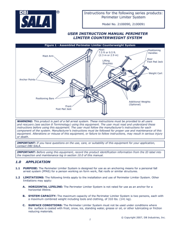 DBI-SALA Perimeter Limiter 2100090, 2100091 User Manual | Manualzz