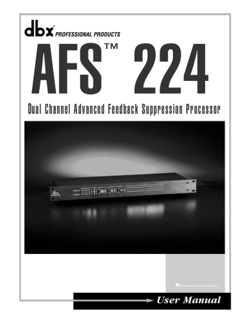 dbx AFS 224 User Manual: Feedback Suppression | Manualzz