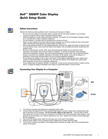 Dell UltraSharp 2000FP Quick Setup Guide | Manualzz