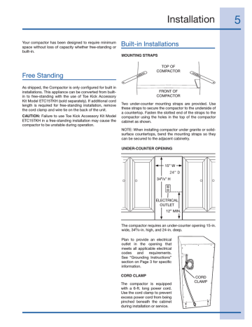 Electrolux ETC15TKH Trash Compactor User Manual | Manualzz