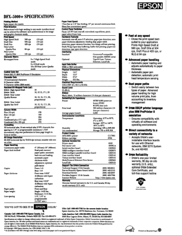 EPSON Impact Printer DFX-5000+ Product Detail | Manualzz