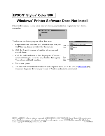 Epson Stylus Color 580 Troubleshooting | Manualzz