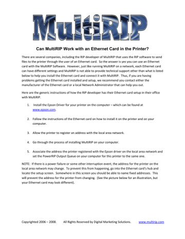 MultiRIP Printer Network Setup User Manual | Manualzz