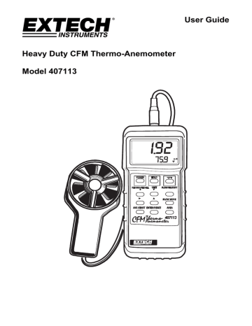 Extech 407113 CFM Thermo-Anemometer User Guide | Manualzz