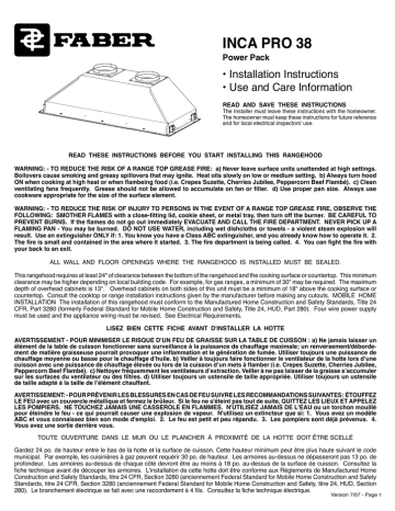 Faber Inca Pro 38 Rangehood User Manual | Manualzz