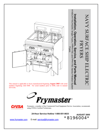Frymaster H17SC User's Manual | Manualzz