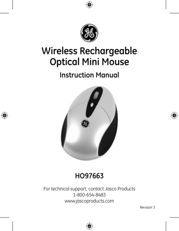 GE Wireless Rechargeable Optical Mini Mouse HO97663 Manual | Manualzz