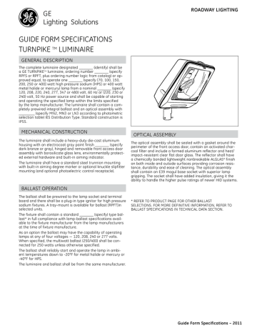 GE TURNPIKE TM Specification | Manualzz