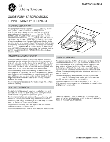 GE TUN Specification Sheet | Manualzz