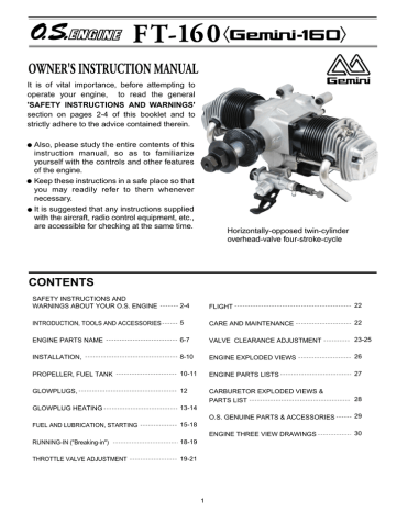 O.S. Engine Gemini FT-160 Manual | Manualzz