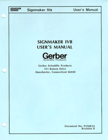 Gerber Signmaker IVB User's Manual | Manualzz