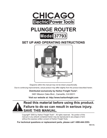 Harbor Freight Plunge Router 37793 User Manual | Manualzz