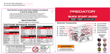 Predator 5500/6500 Generator Quick Start Guide | Manualzz