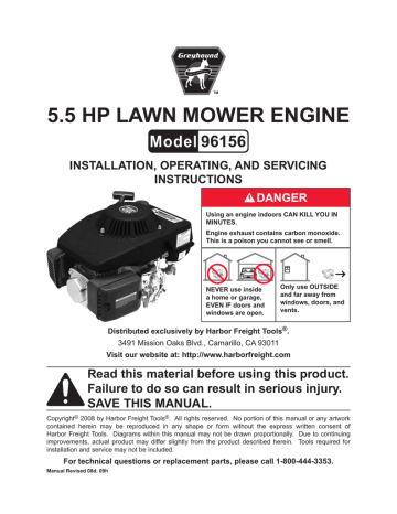 Harbor Freight 96156 Lawn Mower Engine Manual | Manualzz