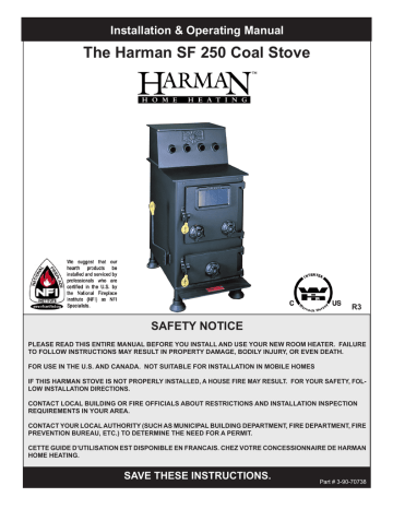 Harman SF 250 Coal Stove Manual | Manualzz