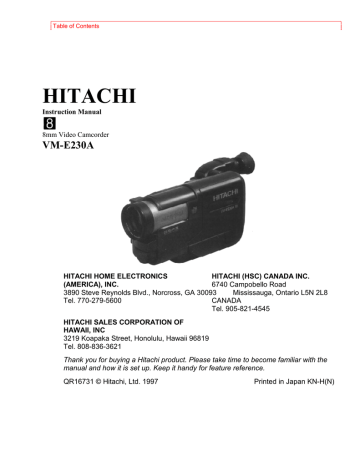 Hitachi VM-E230A User's Manual | Manualzz