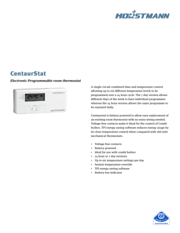 Horstmann CentaurStat Data Sheet | Manualzz