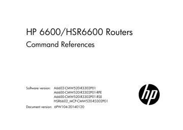 HP 6600 Router Series Reference guide | Manualzz