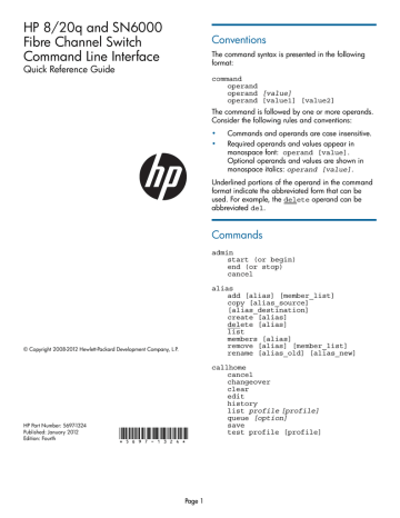 HP 8/20q SN6000 Fibre Channel Switch User Manual | Manualzz