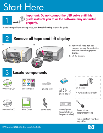 HP Photosmart 3100 Setup Guide | Manualzz