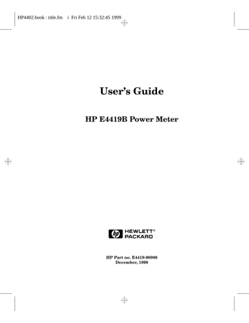 HP E4419B Power Meter User's Guide | Manualzz