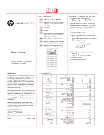 HP EasyCalc 100 User's Guide | Manualzz