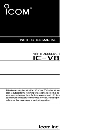 ICOM IC-V8 Instruction Manual | Manualzz