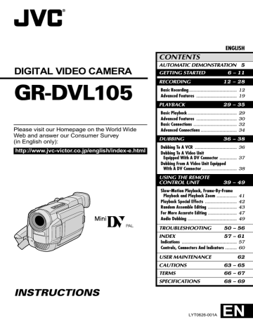 JVC GR-DVL105 User's Manual | Manualzz