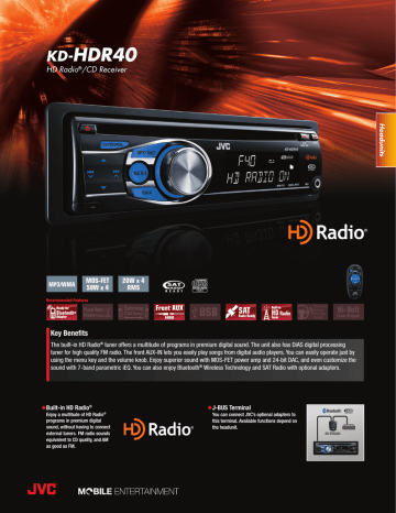 JVC KD-HDR40 Specification Sheet | Manualzz
