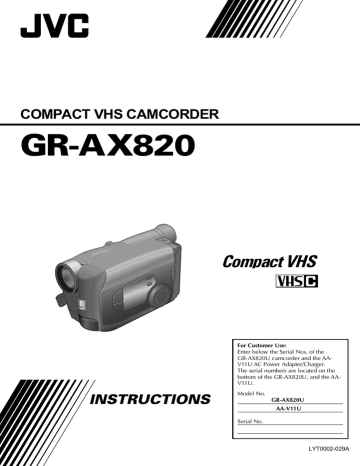 JVC Model GR-AX820 Instruction manual | Manualzz