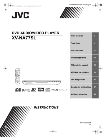 JVC XV-NA77SL DVD Player User Manual | Manualzz
