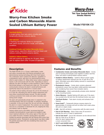 Kidde 21027438 10-Year Sealed Battery Smoke and Carbon Monoxide Combination Detector Brochure ...