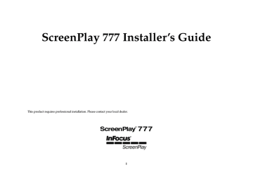 InFocus ScreenPlay 777 Installer's Guide | Manualzz